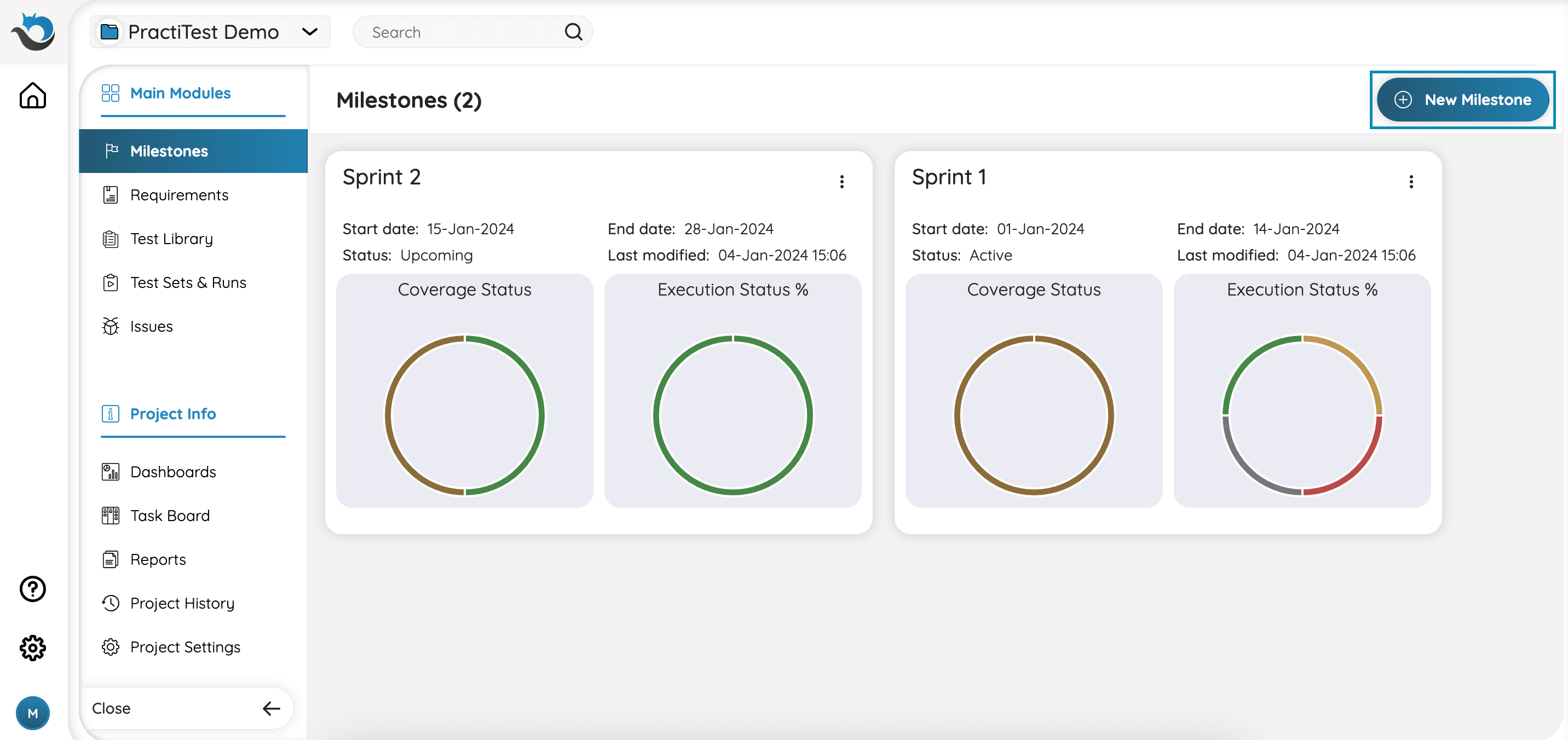 Milestones | PractiTest