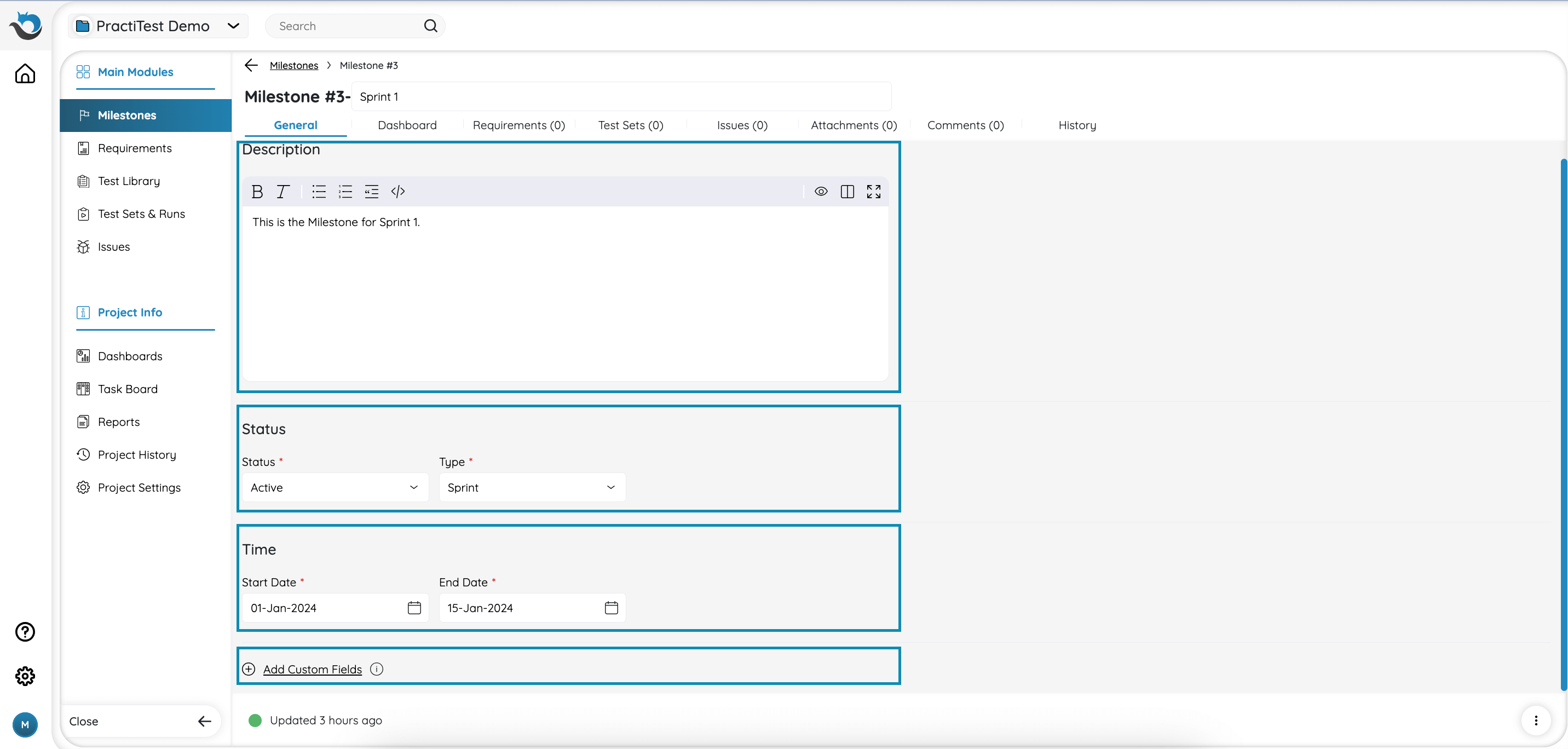 Milestones | PractiTest