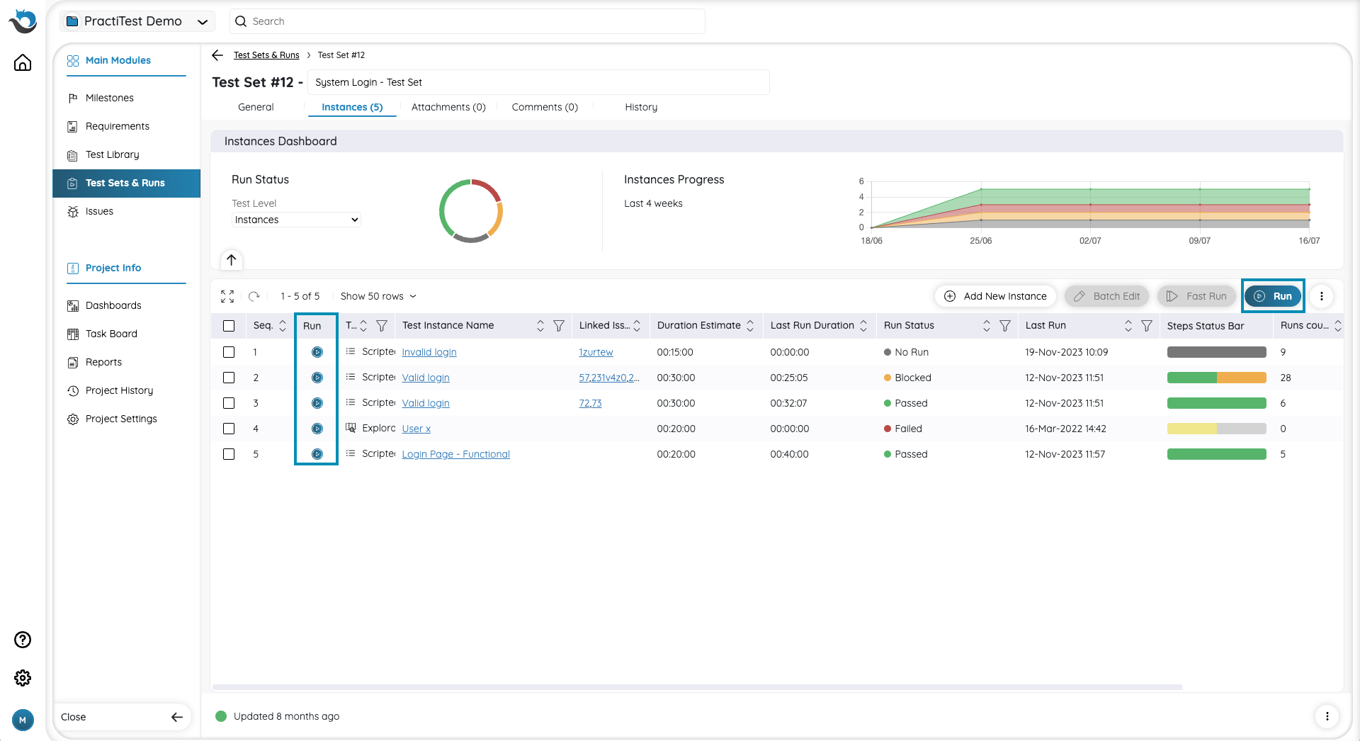 Test Sets & Runs | PractiTest