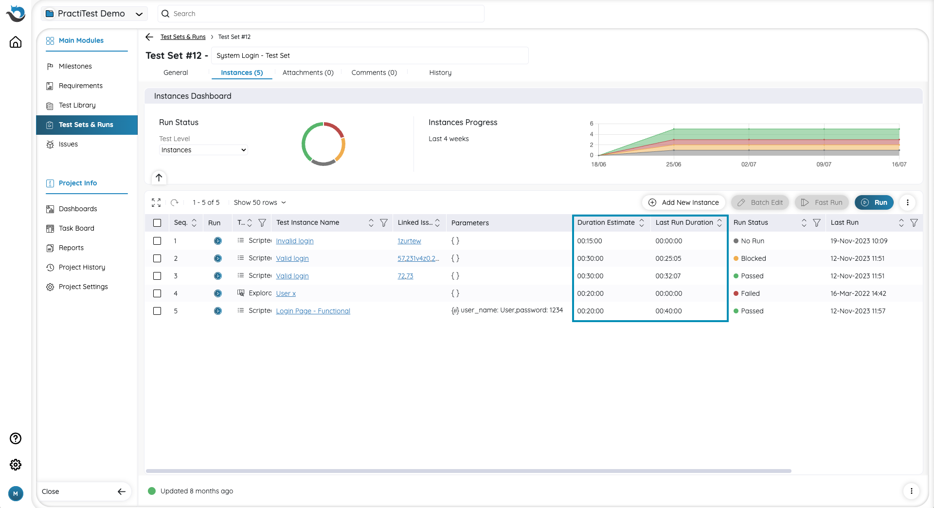 Test Sets & Runs | PractiTest