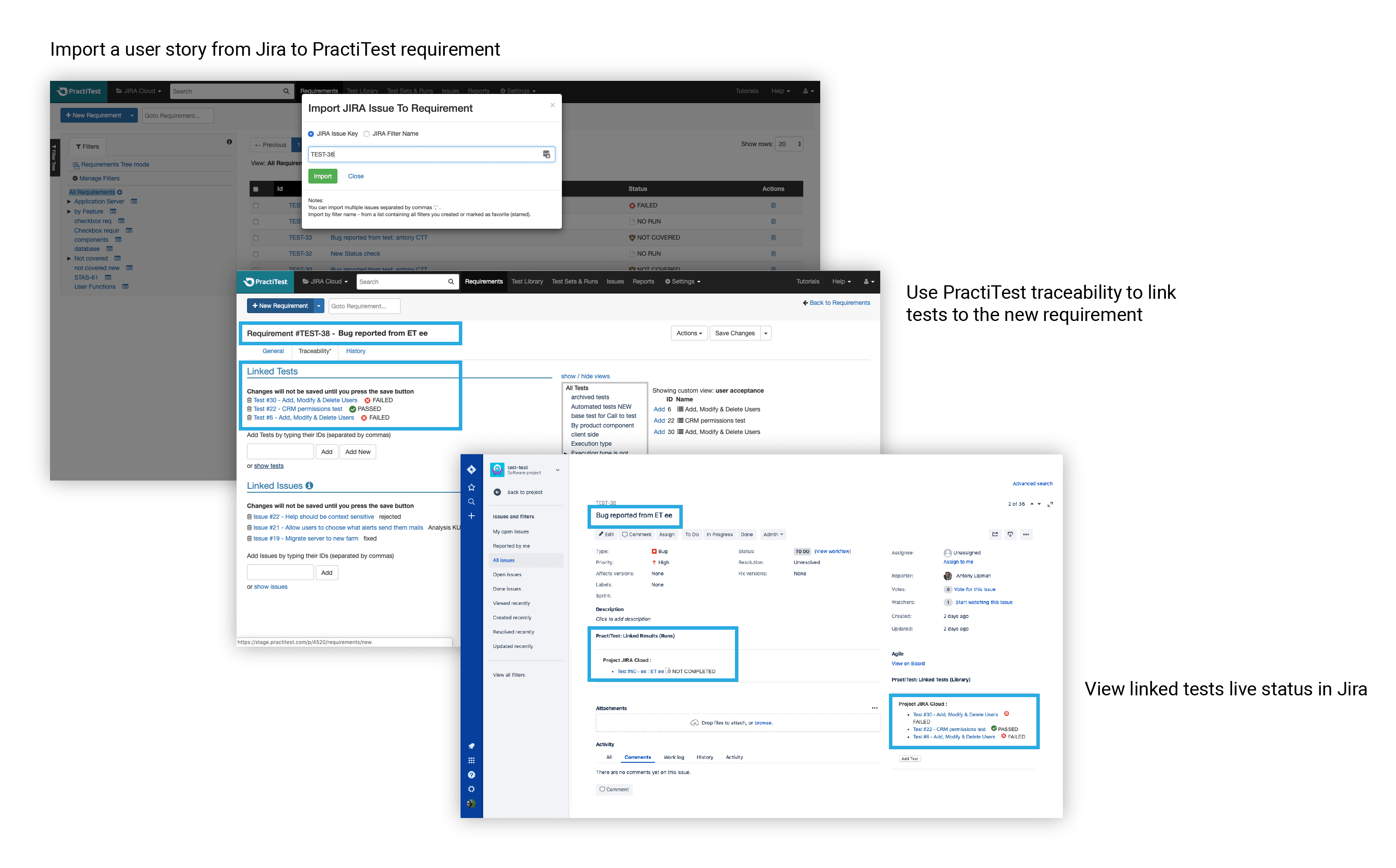 Test Management for Jira - PractiTest integration with Jira